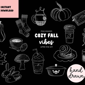 Cozy Fall Doodle Clip Art, Autumn PNG Digital Graphic, Pencil Sketch ...