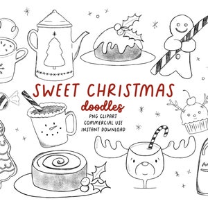 Sweet Christmas Doodle Clip Art Xmas Treats - 36 PNG Graphic Designs ...
