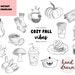 Cozy Fall Doodle Clip Art, Autumn PNG Digital Graphic, Pencil Sketch ...