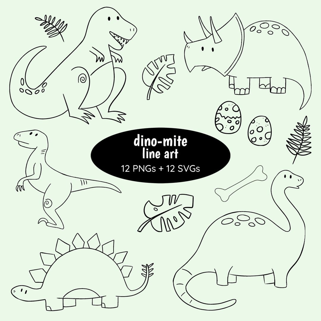 Dinosaur Clipart, PNG Graphic, Hand Drawn Dinosaur, SVG - Instant ...