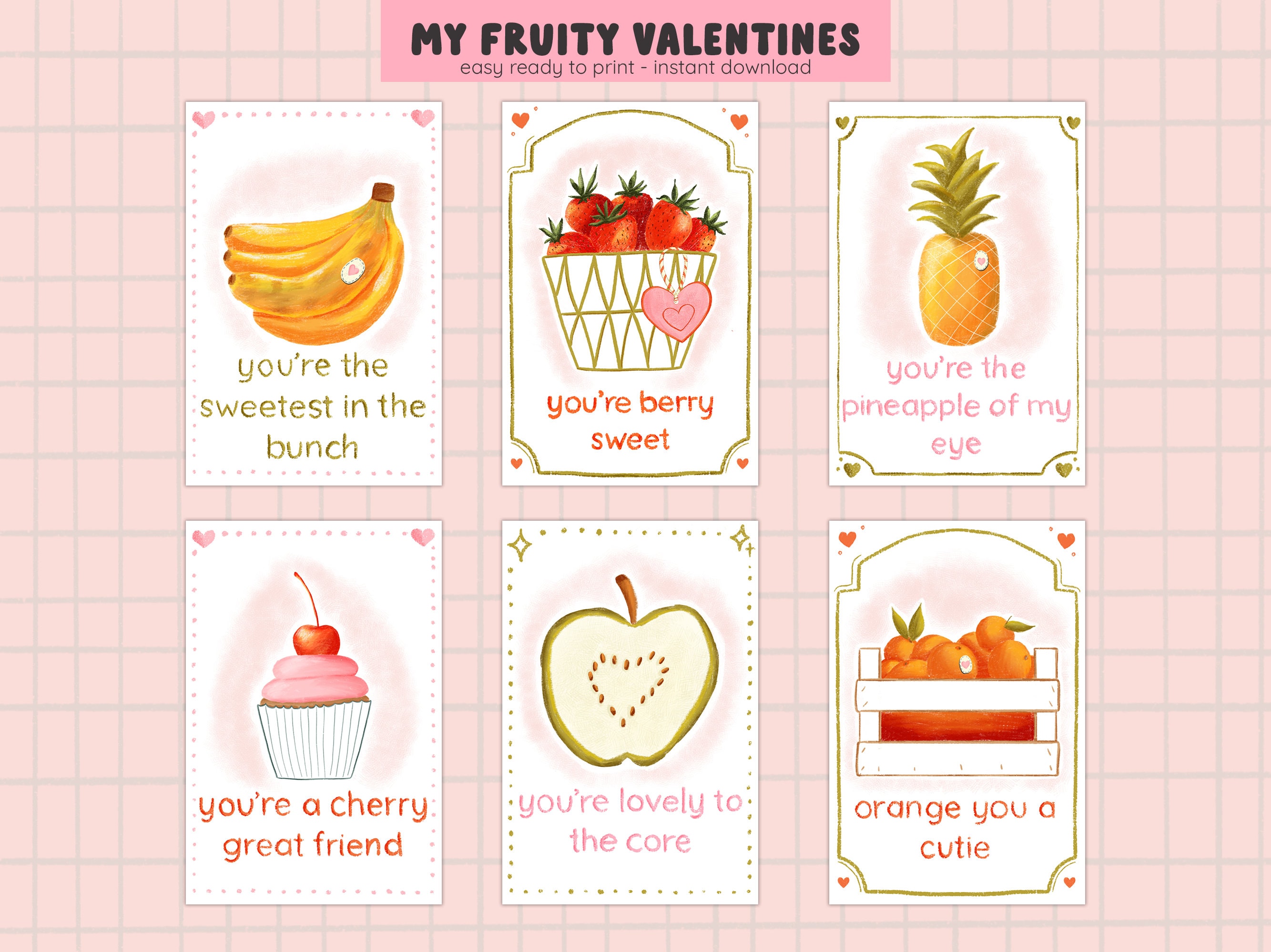 My Fruity Valentines Printable at Home, Ready to Print Digital Card ...