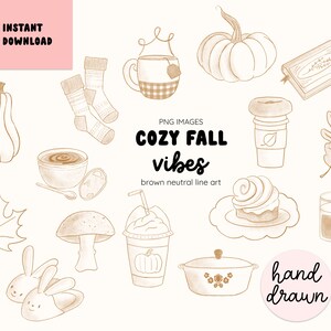 Cozy Fall Doodle Clip Art, Autumn PNG Digital Graphic, Pencil Sketch ...