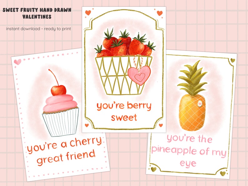 My Fruity Valentines Printable at Home, Ready to Print Digital Card ...