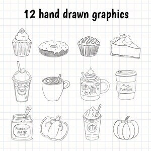 Pumpkin Spice Latte Clipart, Autumn PNG Graphic, PSL Hand Drawn ...