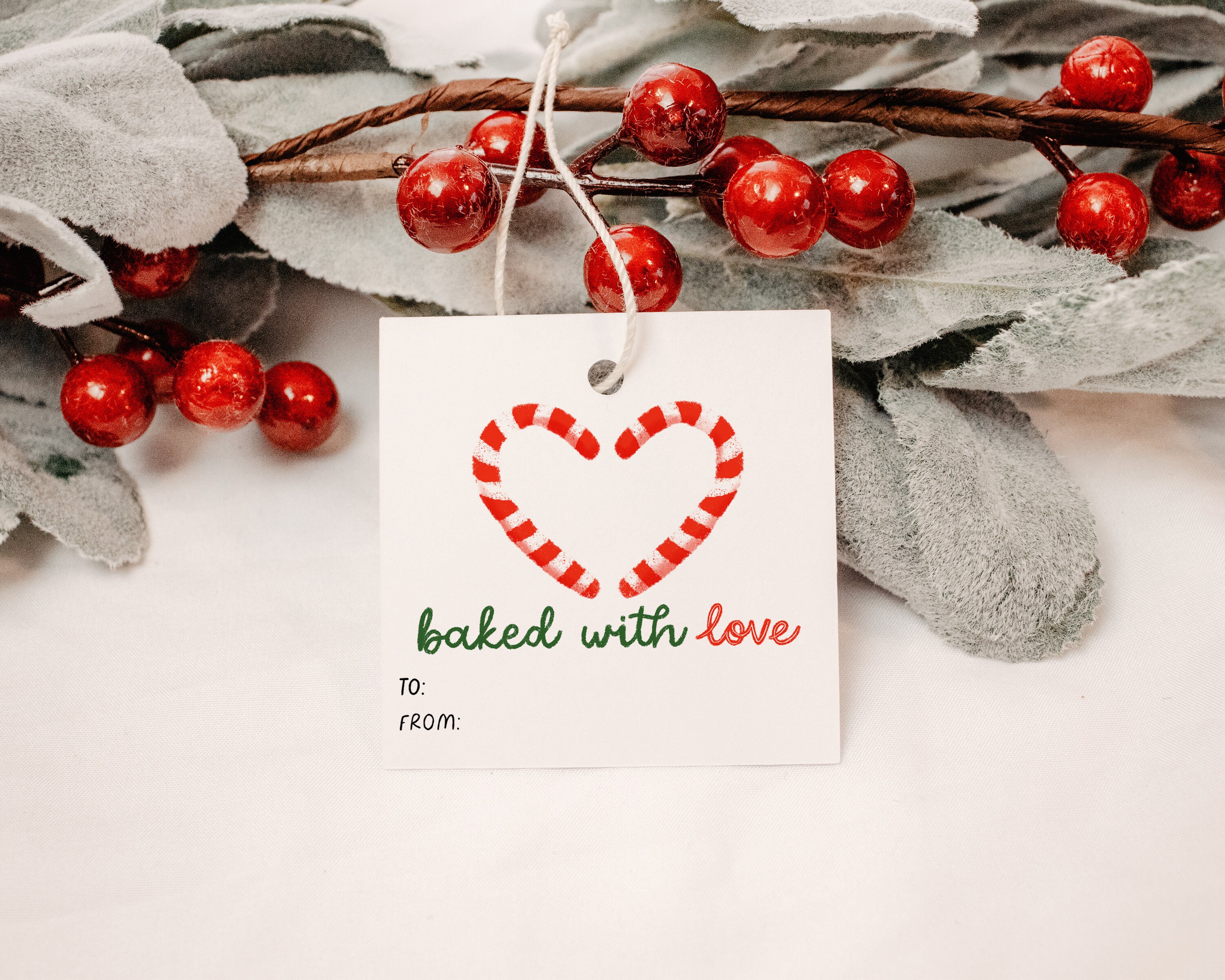 Baked With Love Printable Tag, Digital Gift Label, Christmas Holiday ...