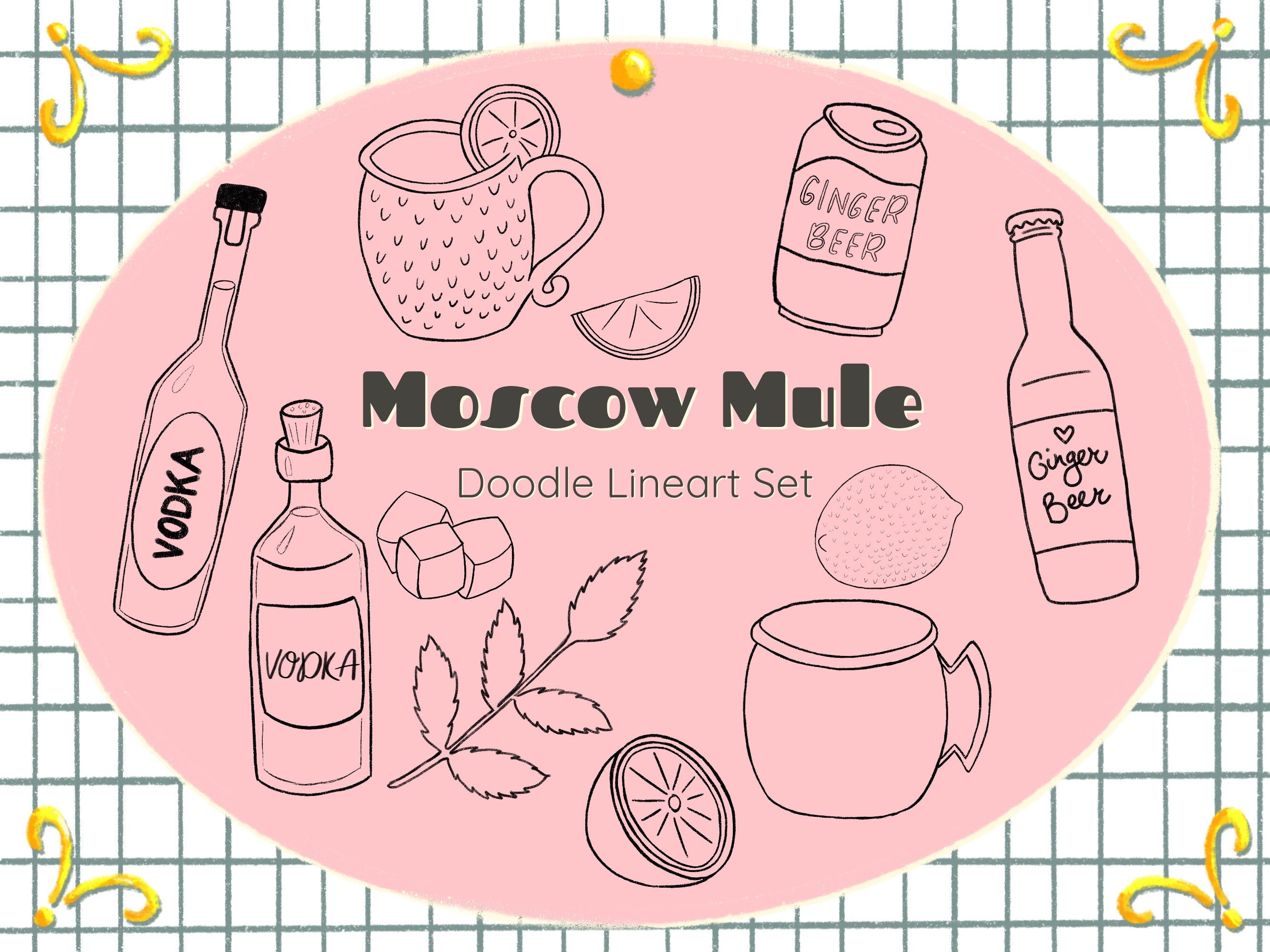 Moscow Mule Cocktail Clip Art, Drink Digital Graphic Stickers, 2 Sets ...