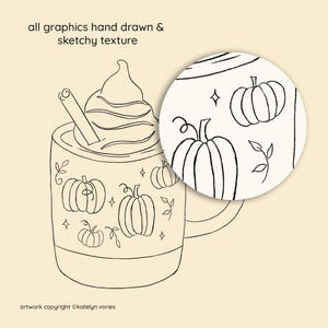 Pumpkin Spice Latte Clipart, Autumn PNG Graphic, PSL Hand Drawn ...