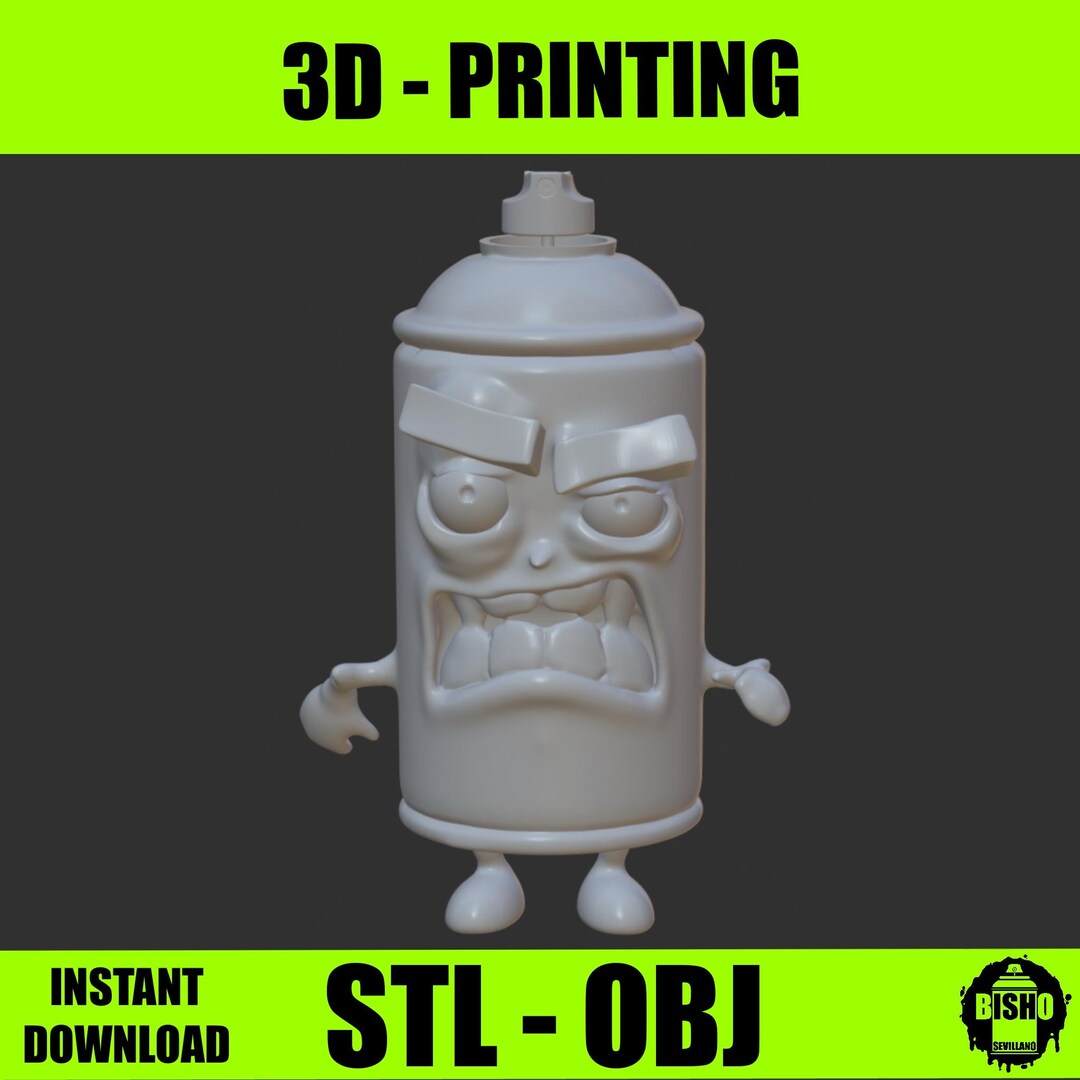 ZOMBIE SPRAY 3D STL File for 3D Printing, Print Files, Mascot, Graffiti ...
