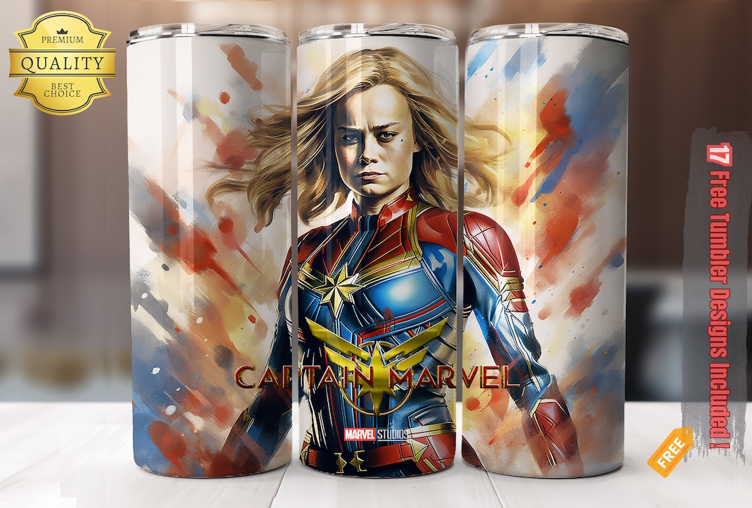 Captain Marvel Tumbler Wrap, Marvel Sublimation Designs for Digital ...