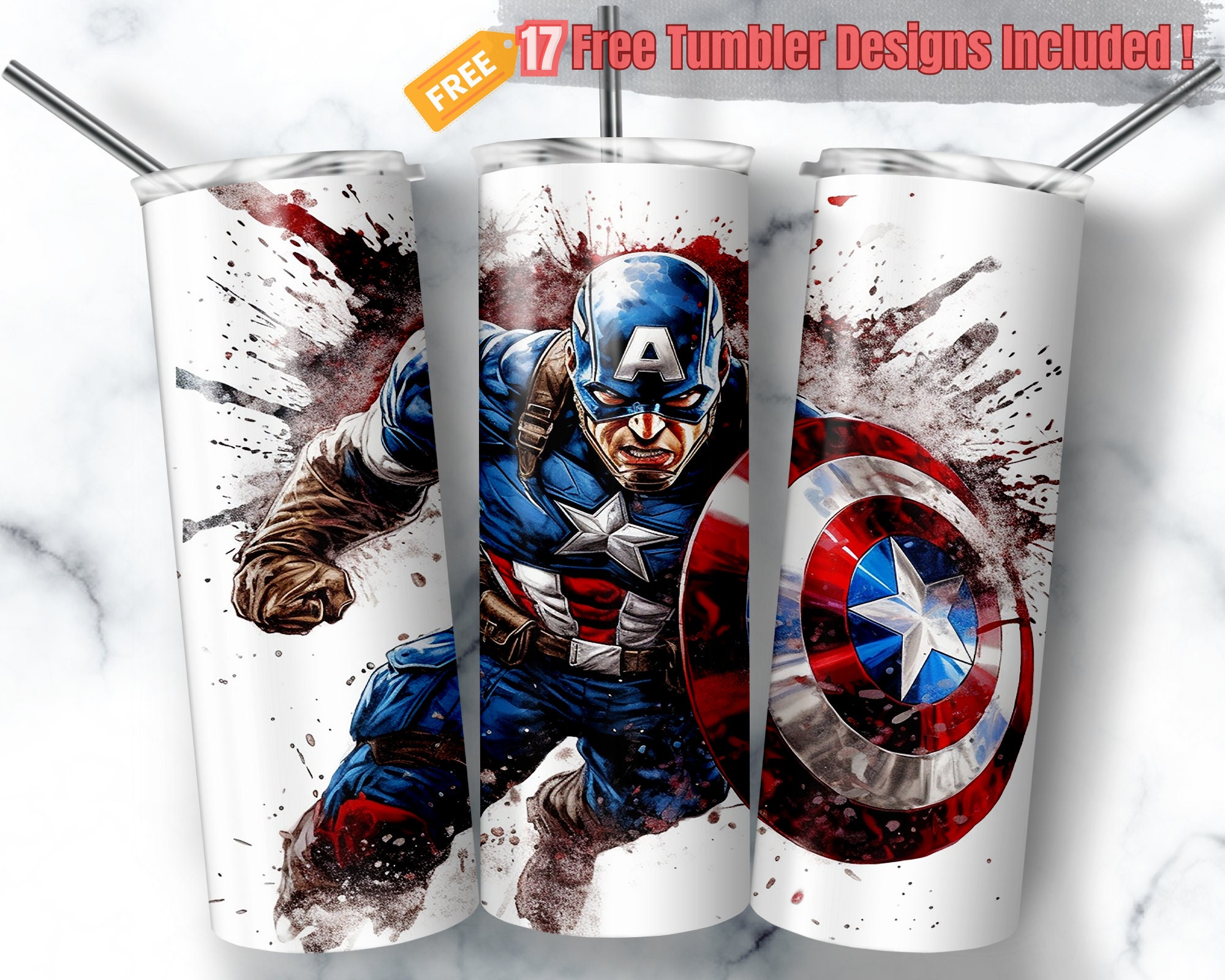 Captain America Tumbler Wrap, Super Hero Sublimation Designs for ...