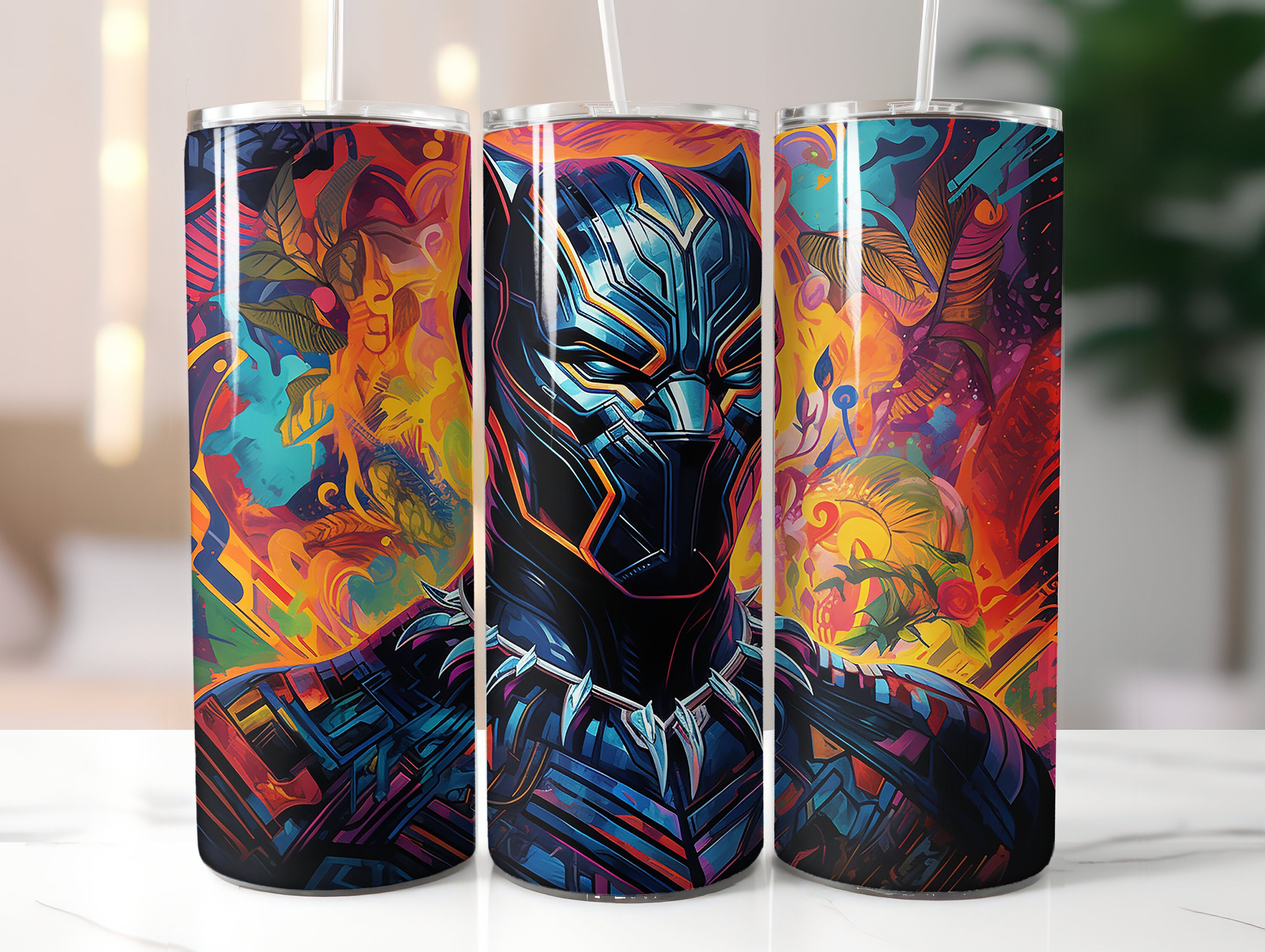 Black Panther Tumbler Wrap, Marvel Sublimation Designs for Digital ...