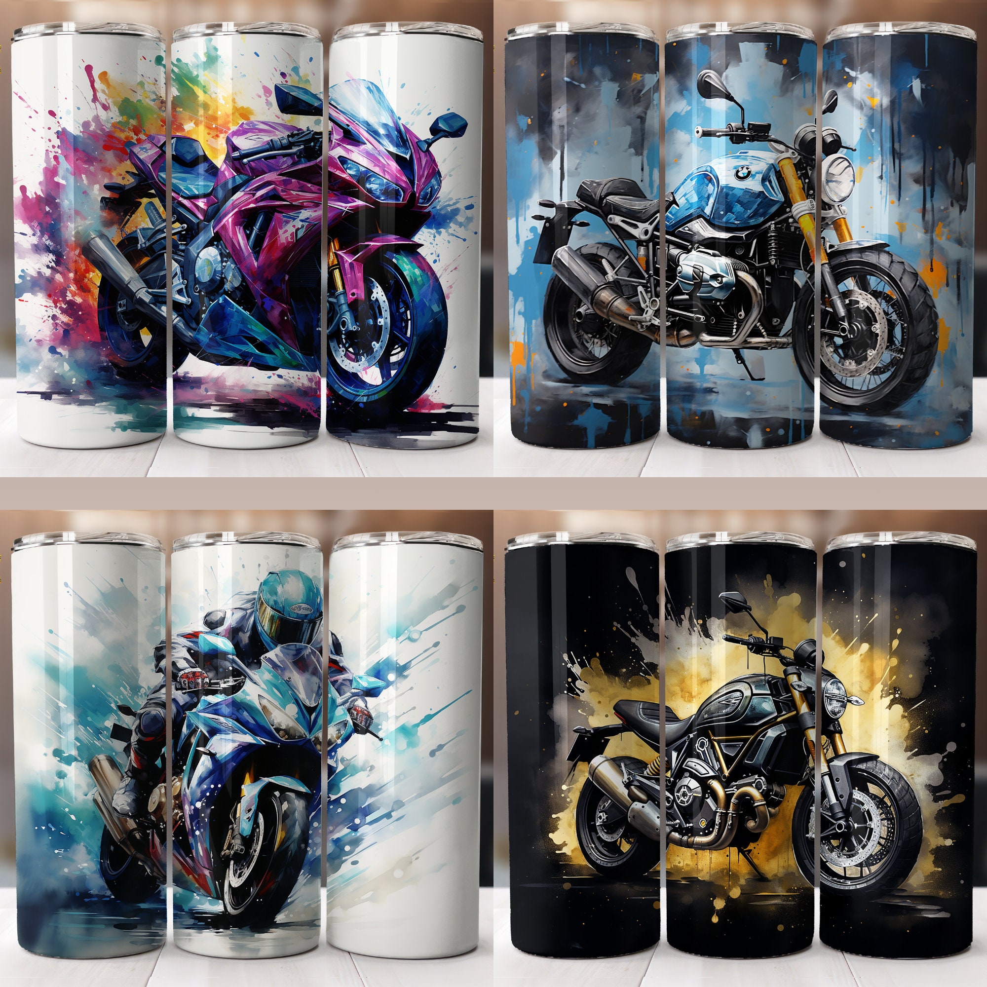 Motorcycle Tumbler Wrap Bundle, Motorcycle Sublimation Designs for ...