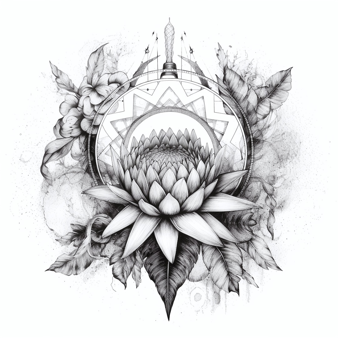 Floral Tattoo Design High Resolution PNG File - Etsy Australia