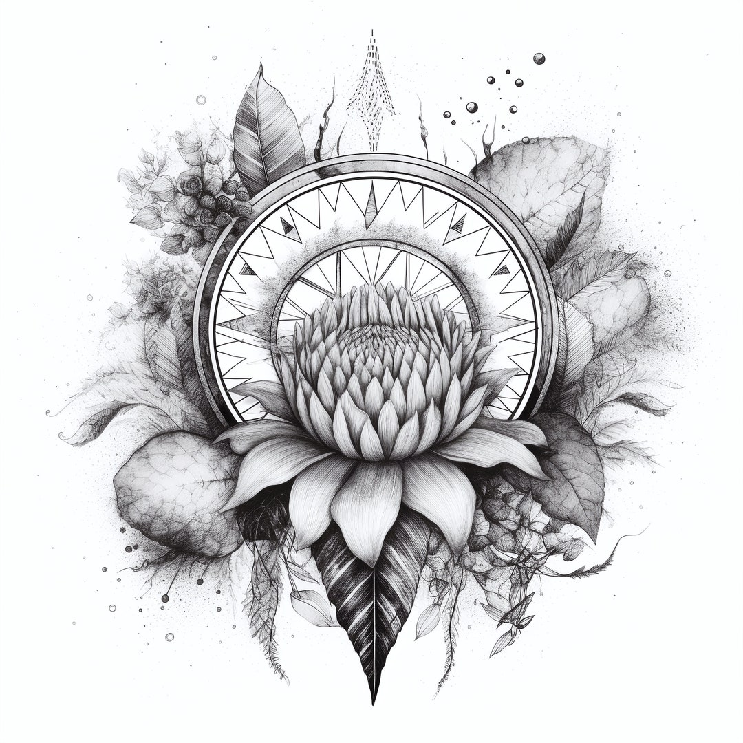 Floral Tattoo Design High Resolution PNG File - Etsy Australia