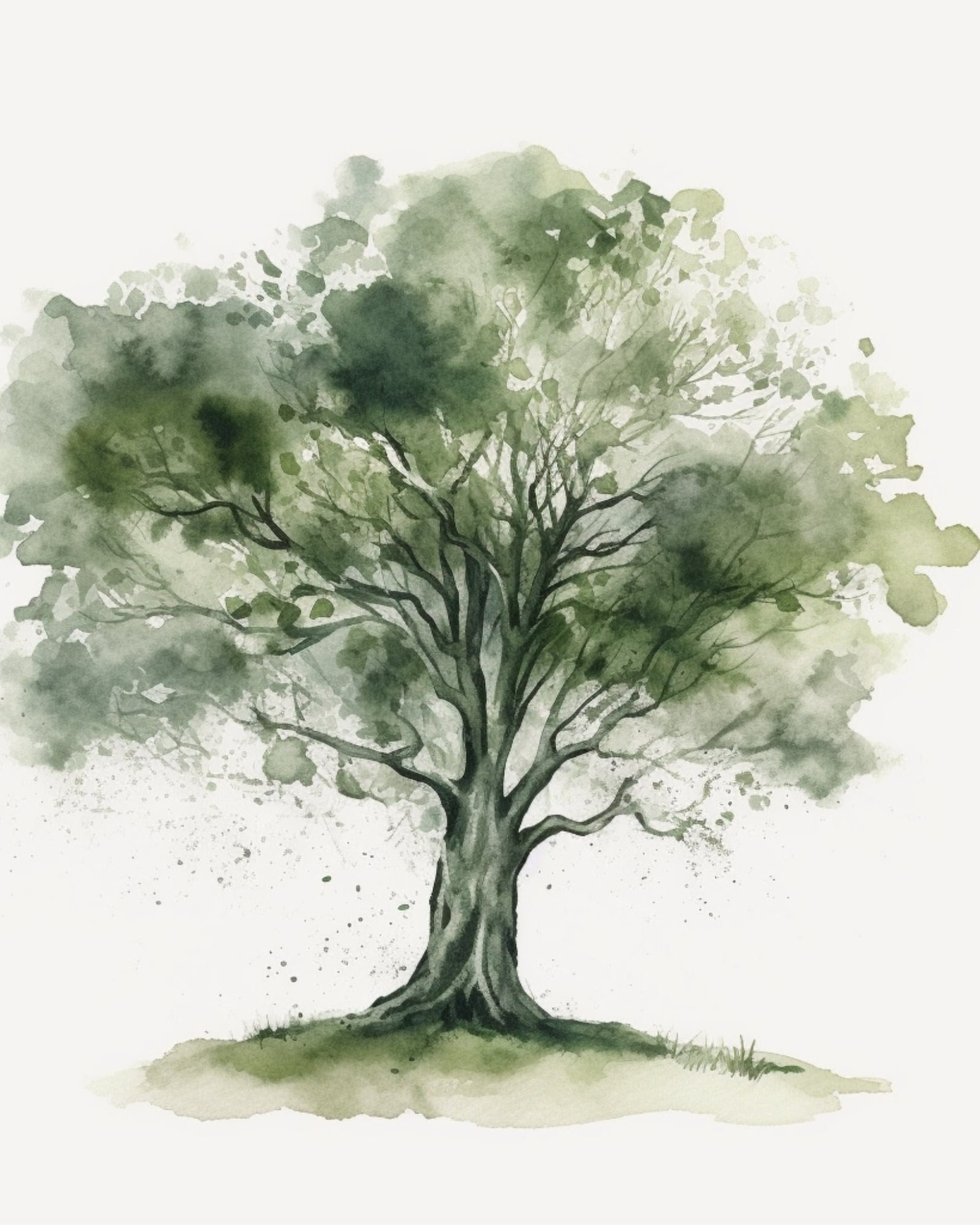 Green Tree | Water Color Style Print - Etsy