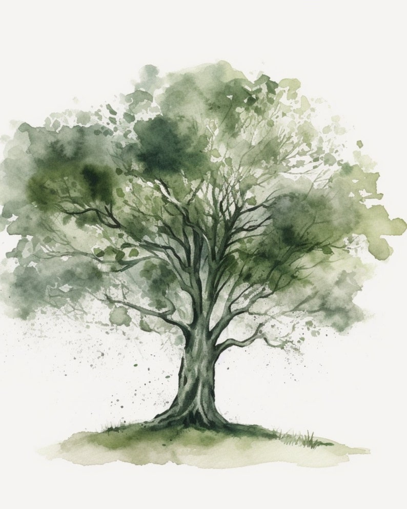 Green Tree | Water Color Style Print - Etsy