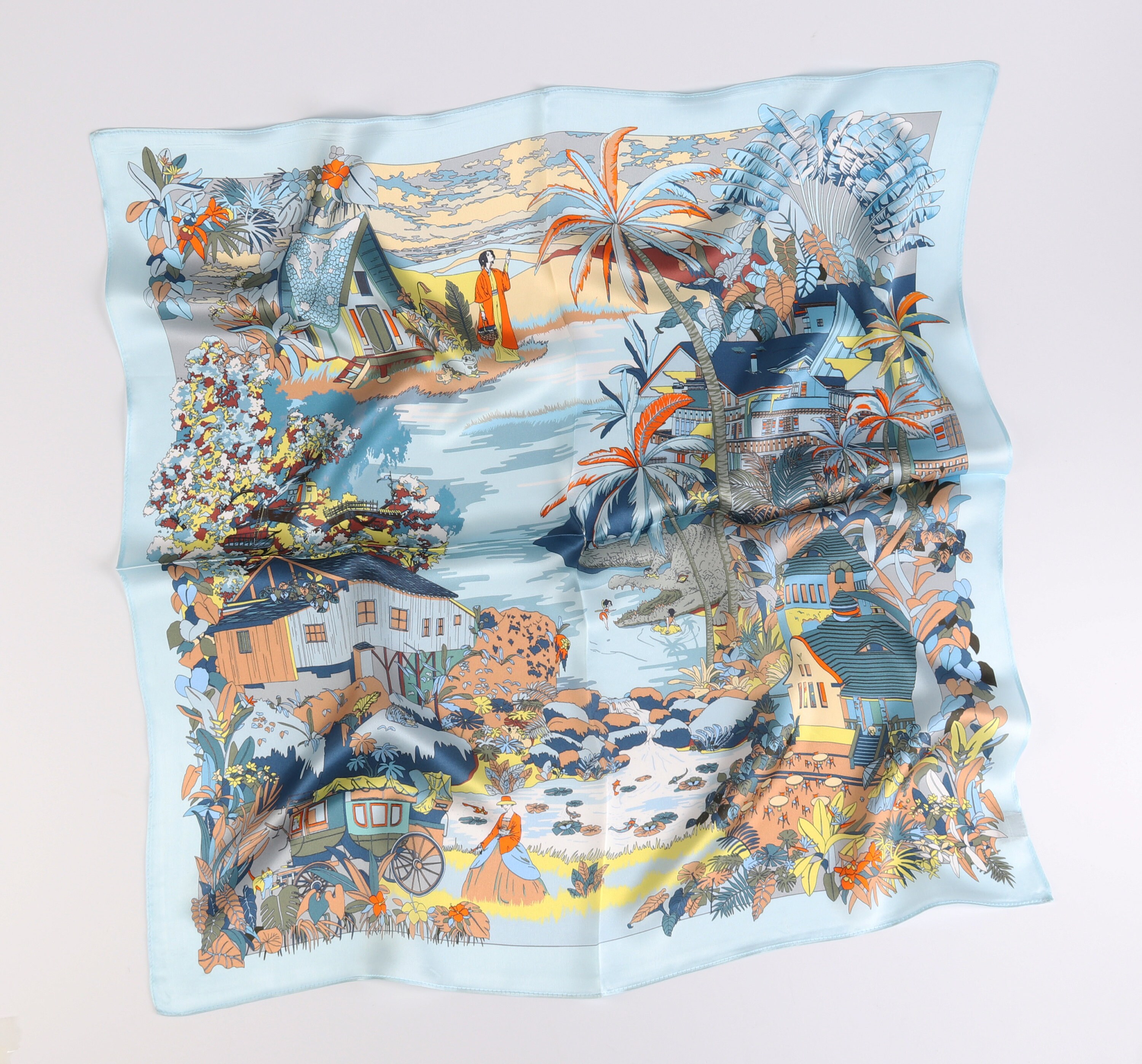100% Pure Silk Scarf, Design Holiday Gift, Large Square Silk Scarf ...