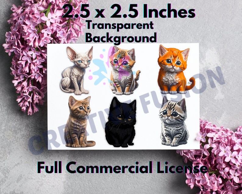 Cute Kitty Print and Cut Digital PNG Stickers! Pack Includes 25 Designs ...