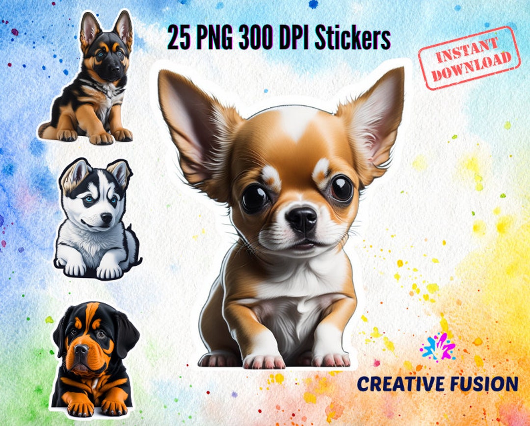 Cute Puppy Print and Cut Digital PNG Stickers! Pack Includes 25 Designs ...