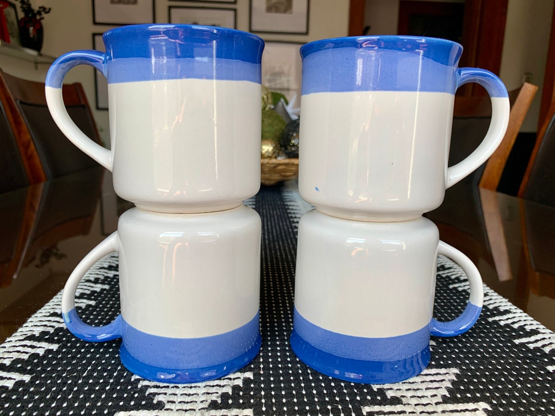 Unused Set of Four of 8.5 Floz Tri-toned Speckled Stoneware Coffee/tea ...