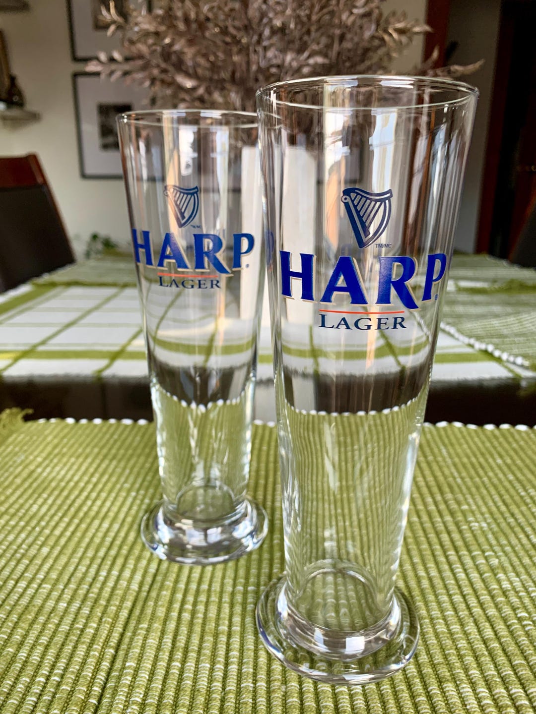 Unused Pair/2 of 13 Fl Oz HARP LAGER Irish Beer Footed Pint/pilsner ...