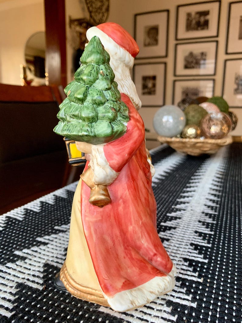 Vintage 8 1/2”x4 3/4” Unmarked Hand Painted Old World Ceramic Santa ...
