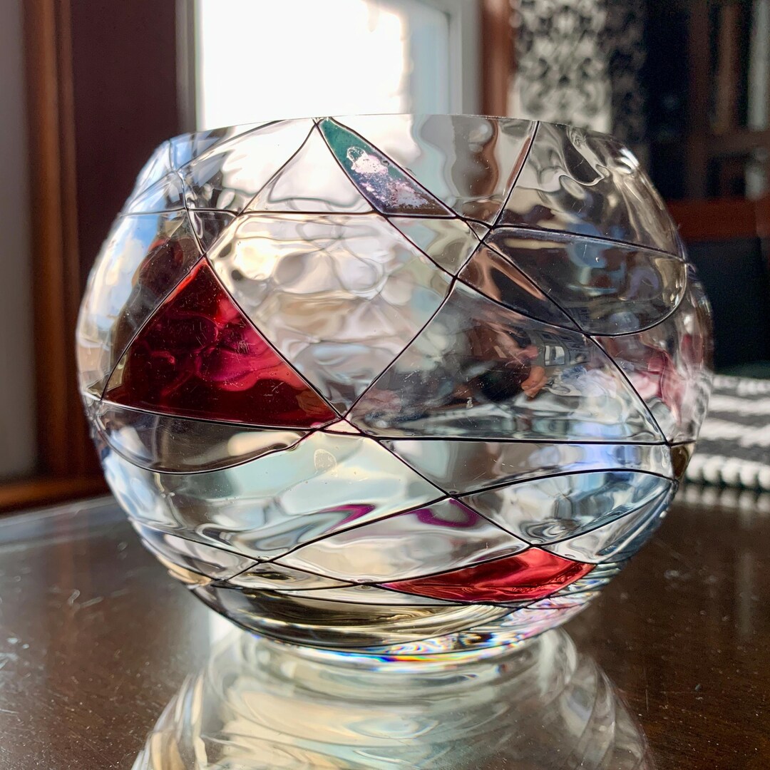 Vintage 4”x5” Romanian Stil Mosaic Hand/mouthblown Glass/crystal Bowl ...