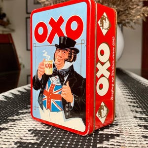 Vintage 2”x 5 1/2”x 3 3/4” OXO Stock Cubes Metal Tin Box/container ...