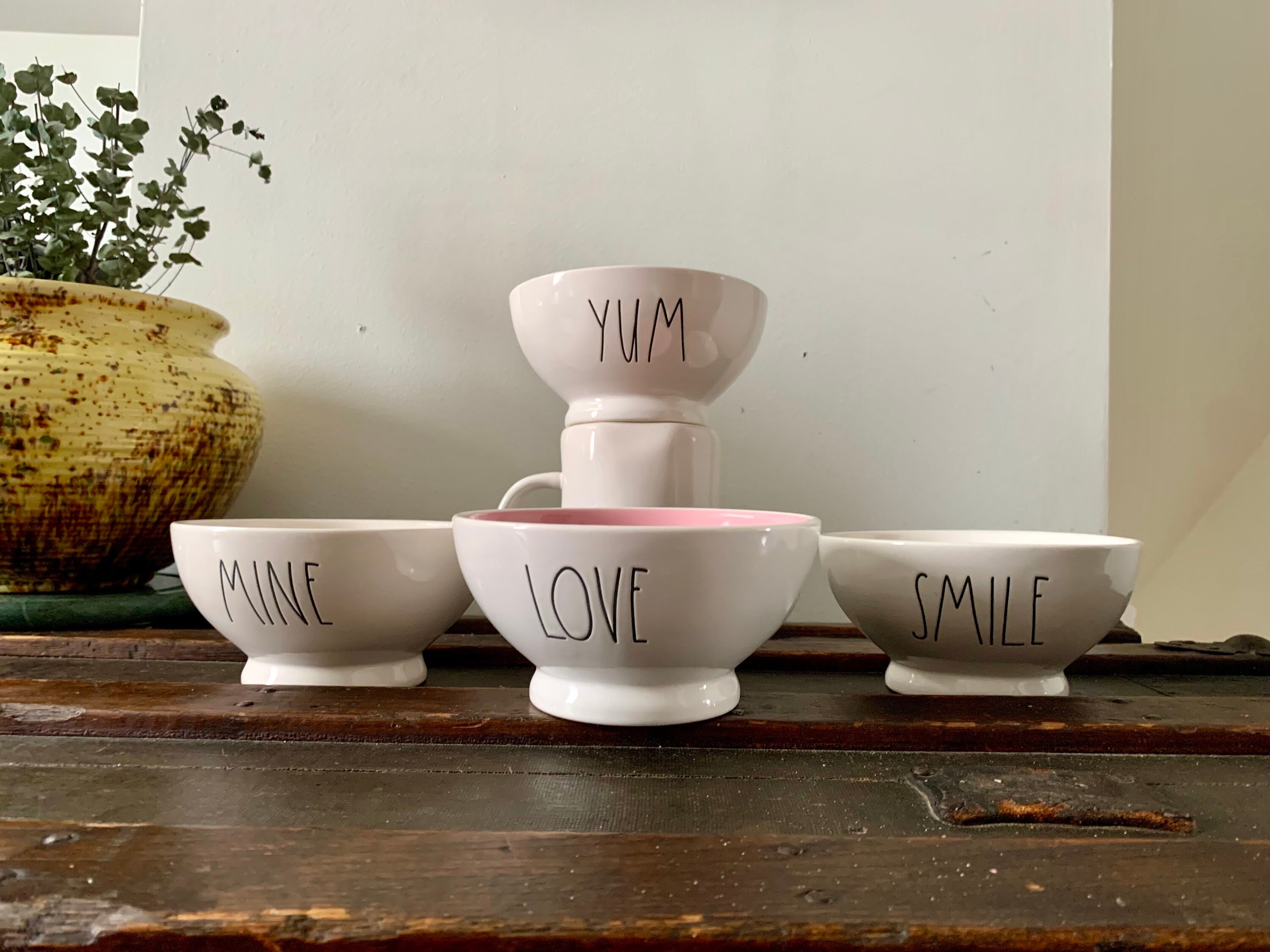 Four Discontinued RAE DUNN 5 7/8”(D) X 3”(H) Artisan Ceramic All ...