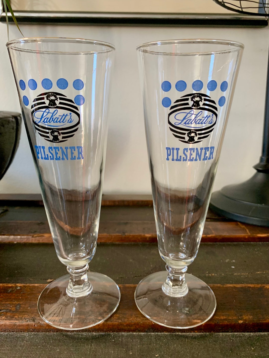 Rare Pair(2) of Atomic Style in Blue/black LABATT’S 8.5 Fl Oz Pilsner ...