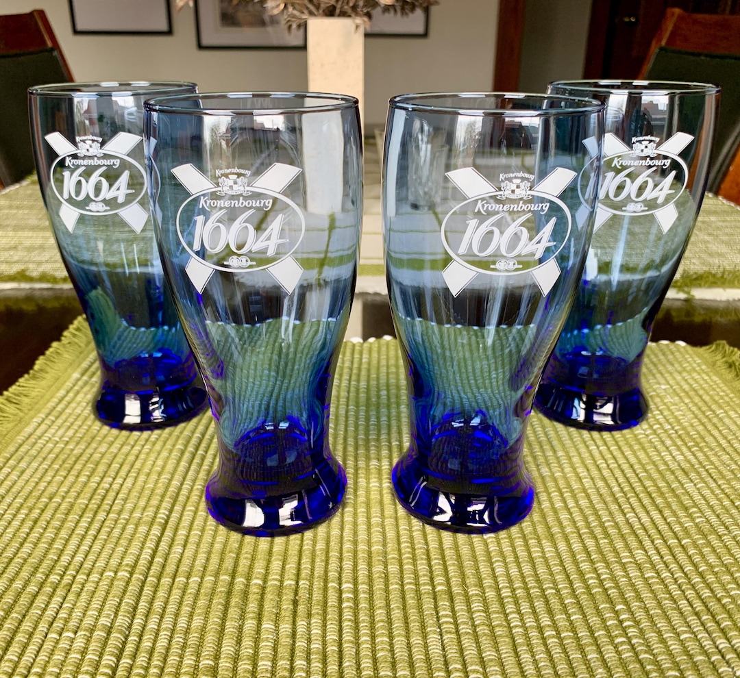 Unused Pairs/2 of 18 Floz KRONENBOURG 1664 Vibrant Cobalt Blue Pilsner ...