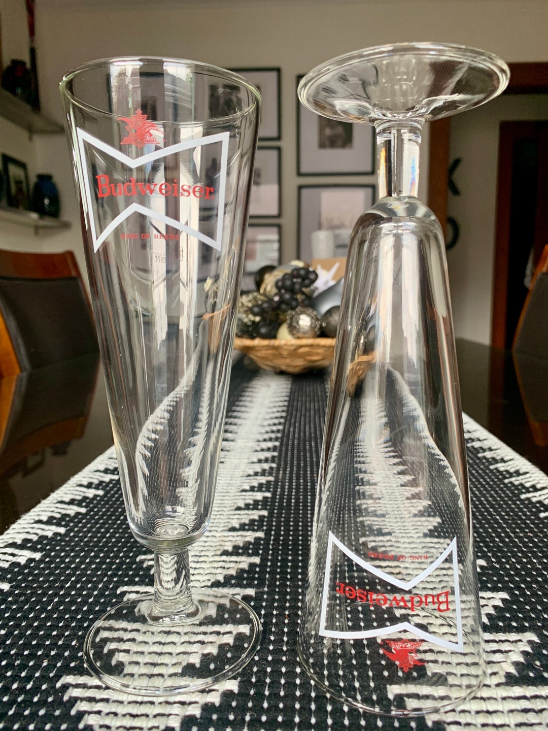 A Pair/2 of 9 Fl Oz Glass BUDWEISER ANHEUSER-BUSCH Stemmed, Footed ...