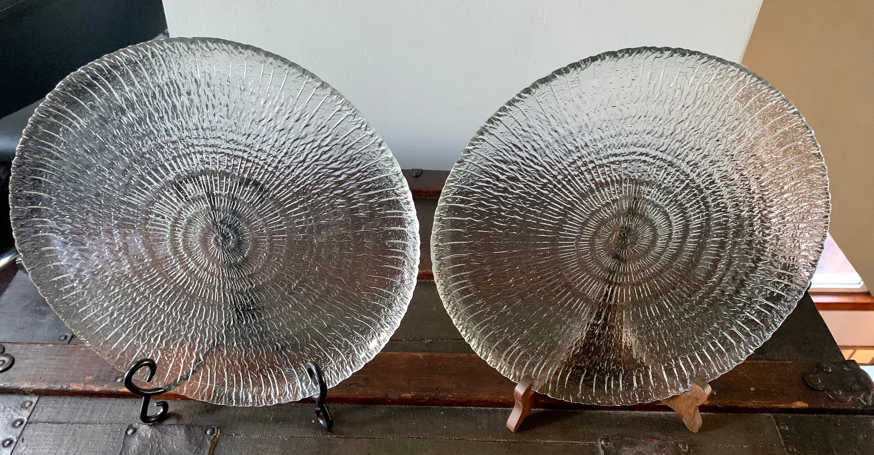 Vintage Pair of 12x12 ARCOROC Glass Spiral Swirl Serving Plates ...