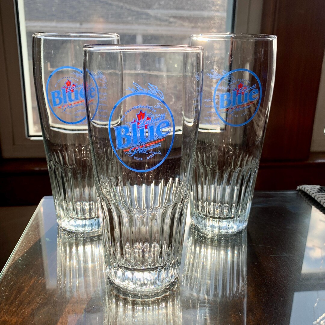 Set of Three XL Vintage 20.5-18.5 Floz LABATT BLUE Ribbed Base Pint ...