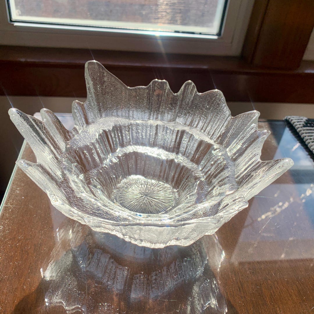 Vintage 4”x 8” MUURLA FINLAND Textured Art Glass Bowl; Mid-century ...