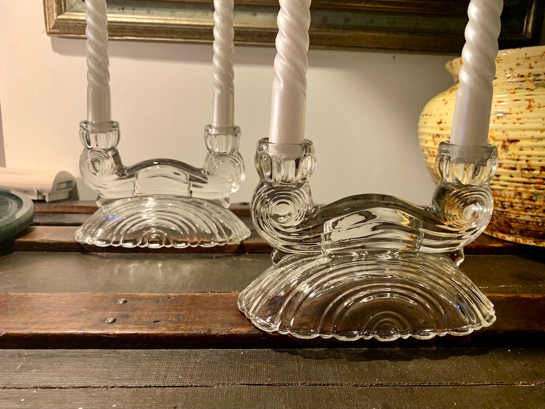 A Pair(2) of Early 20th Century Art Deco 4.5”x6 3/4” Mckee GLASS CO ...