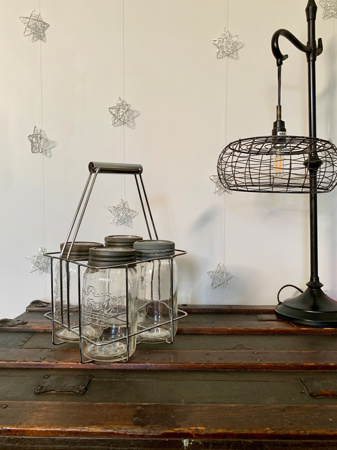 Authentic 1950’s 13 3/8”x 8 3/8” Thick Chrome/iron Wire Milk Bottle ...