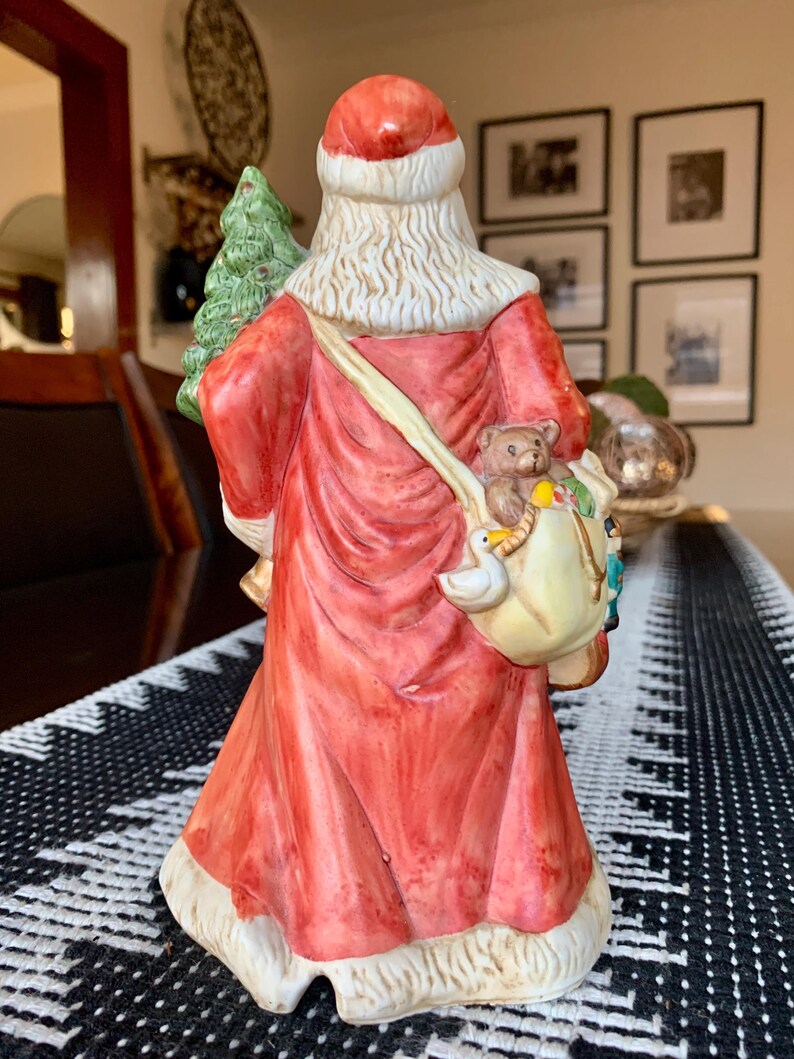 Vintage 8 1/2”x4 3/4” Unmarked Hand Painted Old World Ceramic Santa ...