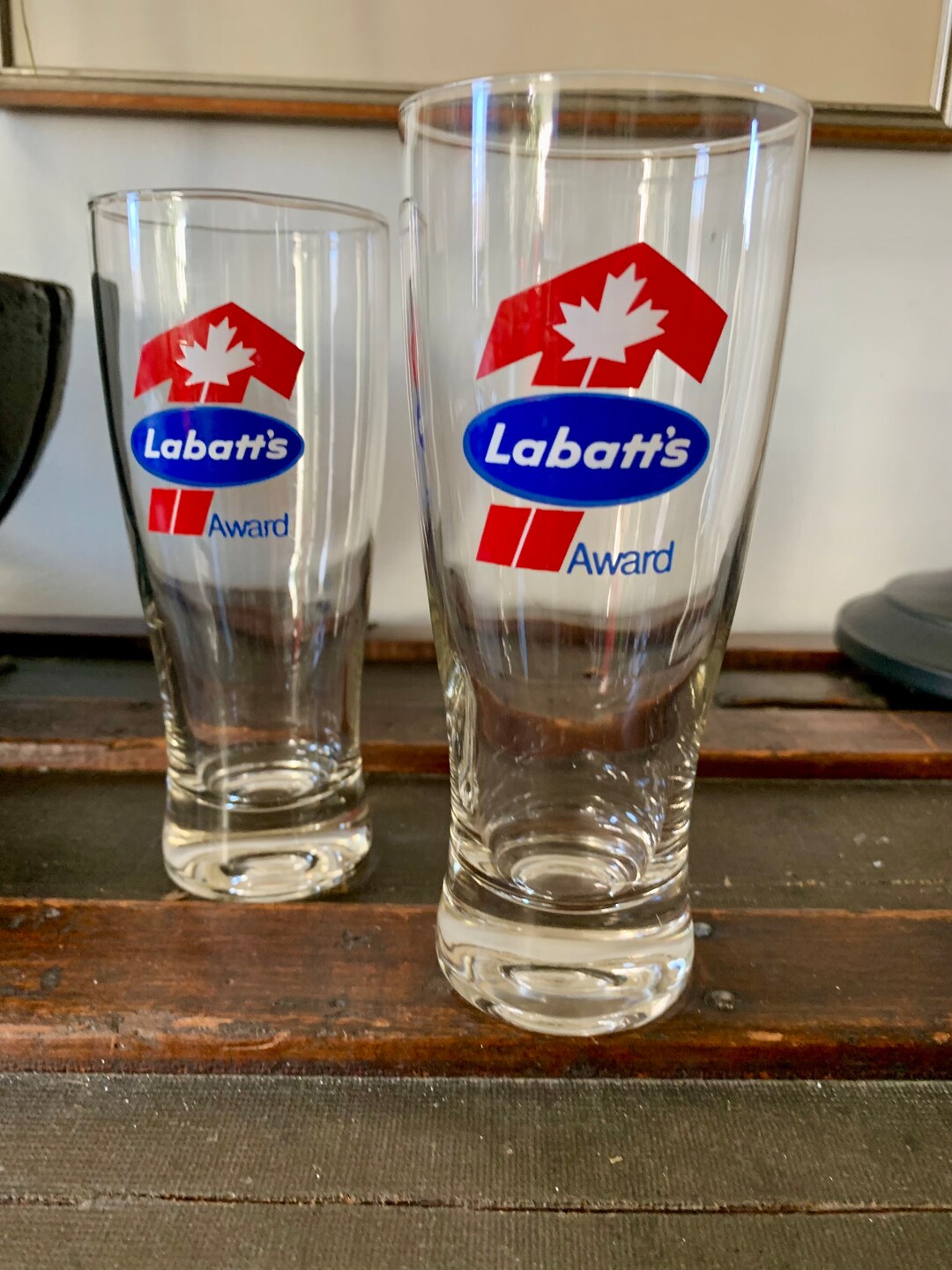 A Pair (2) of Vintage 12 Fl Oz Canadian LABATT’S AWARD Pilsner Glasses ...
