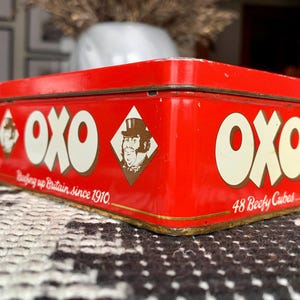 Vintage 2”x 5 1/2”x 3 3/4” OXO Stock Cubes Metal Tin Box/container ...