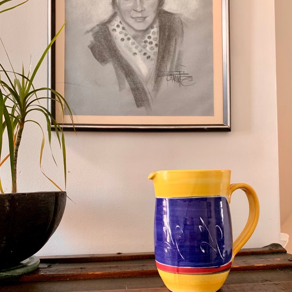 Blue Ceramic Pitcher - Etsy
