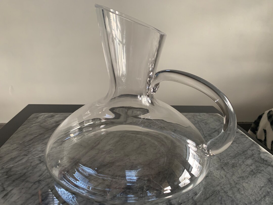 Vintage Oblique MCM Large Hand Blown Glass Carafe/decanter - Etsy