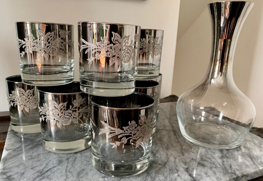 Vintage Set of 8 MCM Platinum Ombré Queens Lusterware Blown Glass ...