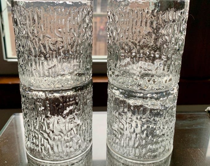 Set of Four Vintage 7.5 Fl Oz RAVENHEAD “siesta” Textured Pressed Glass ...