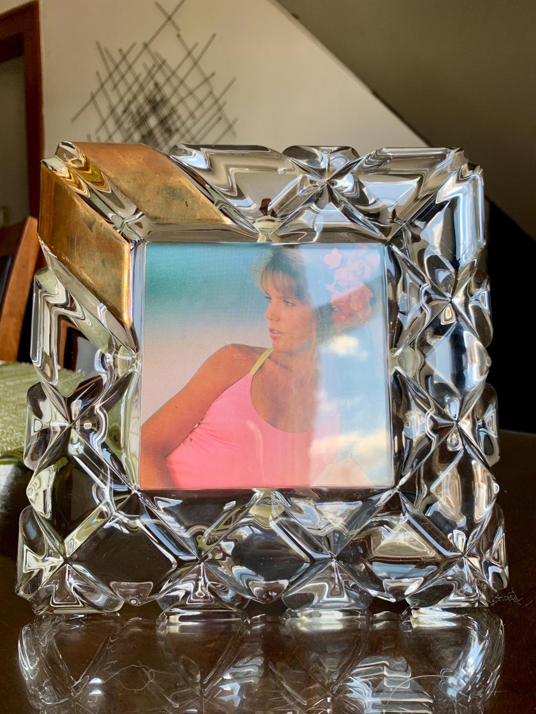 Vintage 8 3/8”x 8 1/4”MIKASA Solid Lead Crystal 4”x4” Decorative Photo ...