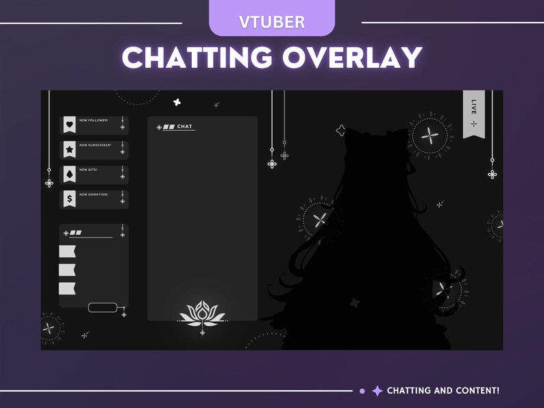 WHITE LOTUS Vtuber Overlay Pack Sakura Minimal Dark Theme Twitch ...
