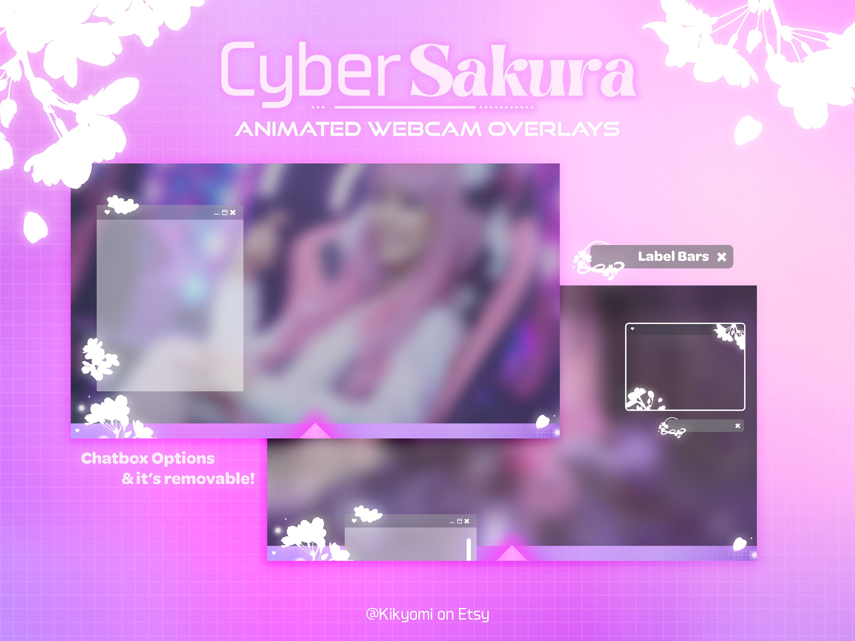 CYBER SAKURA Animated Vtuber and IRL Twitch Pack Pink Lofi Flower ...