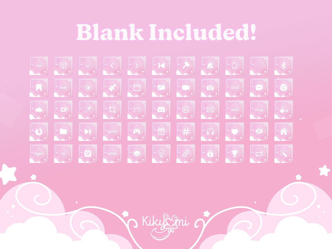 SWEET SKY Stream Deck Icons 100 Pink, Purple, and White Aesthetic Icon ...