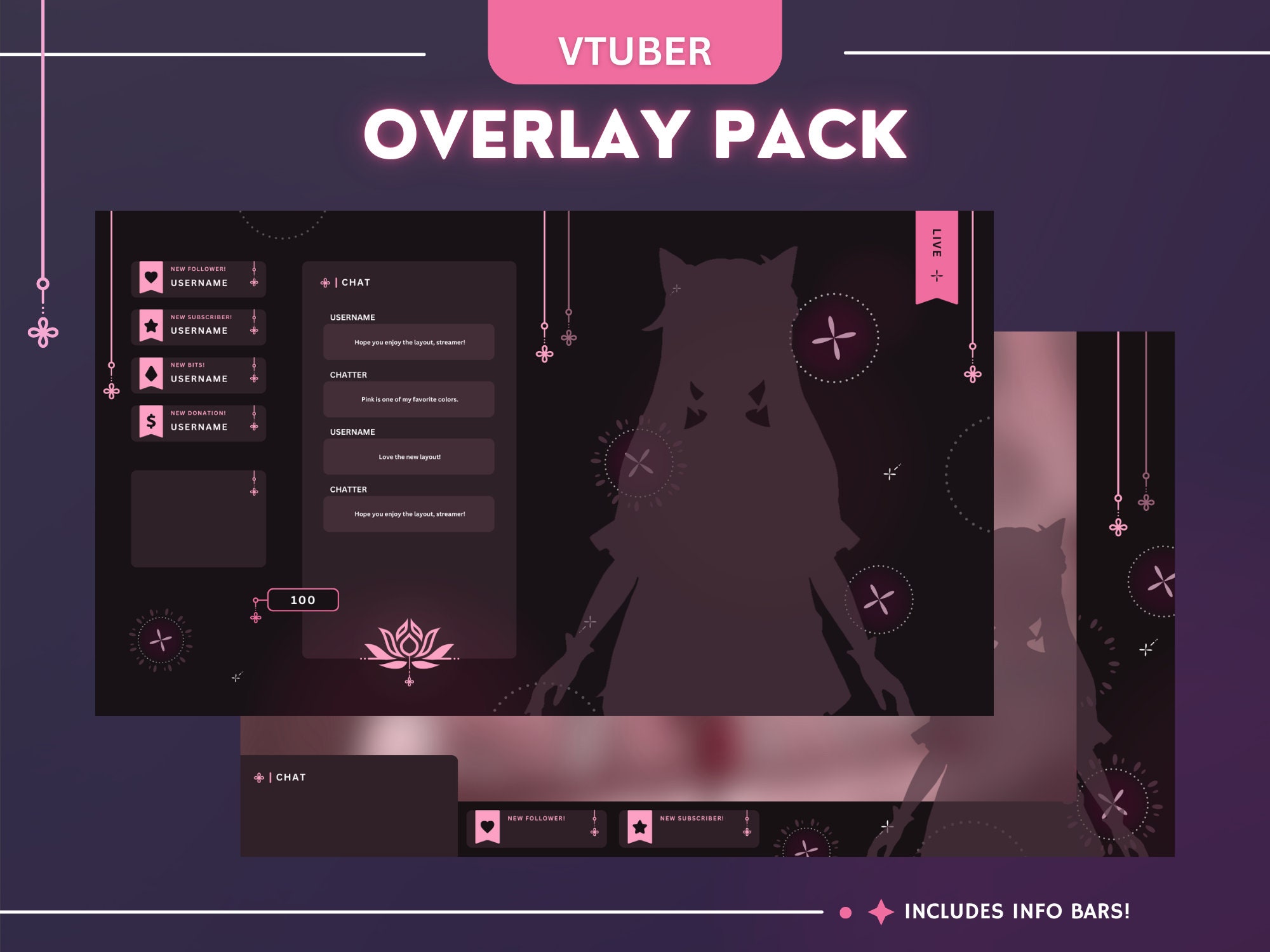 PINK LOTUS Vtuber Overlay Pack Sakura Twitch Streamer - Etsy Australia