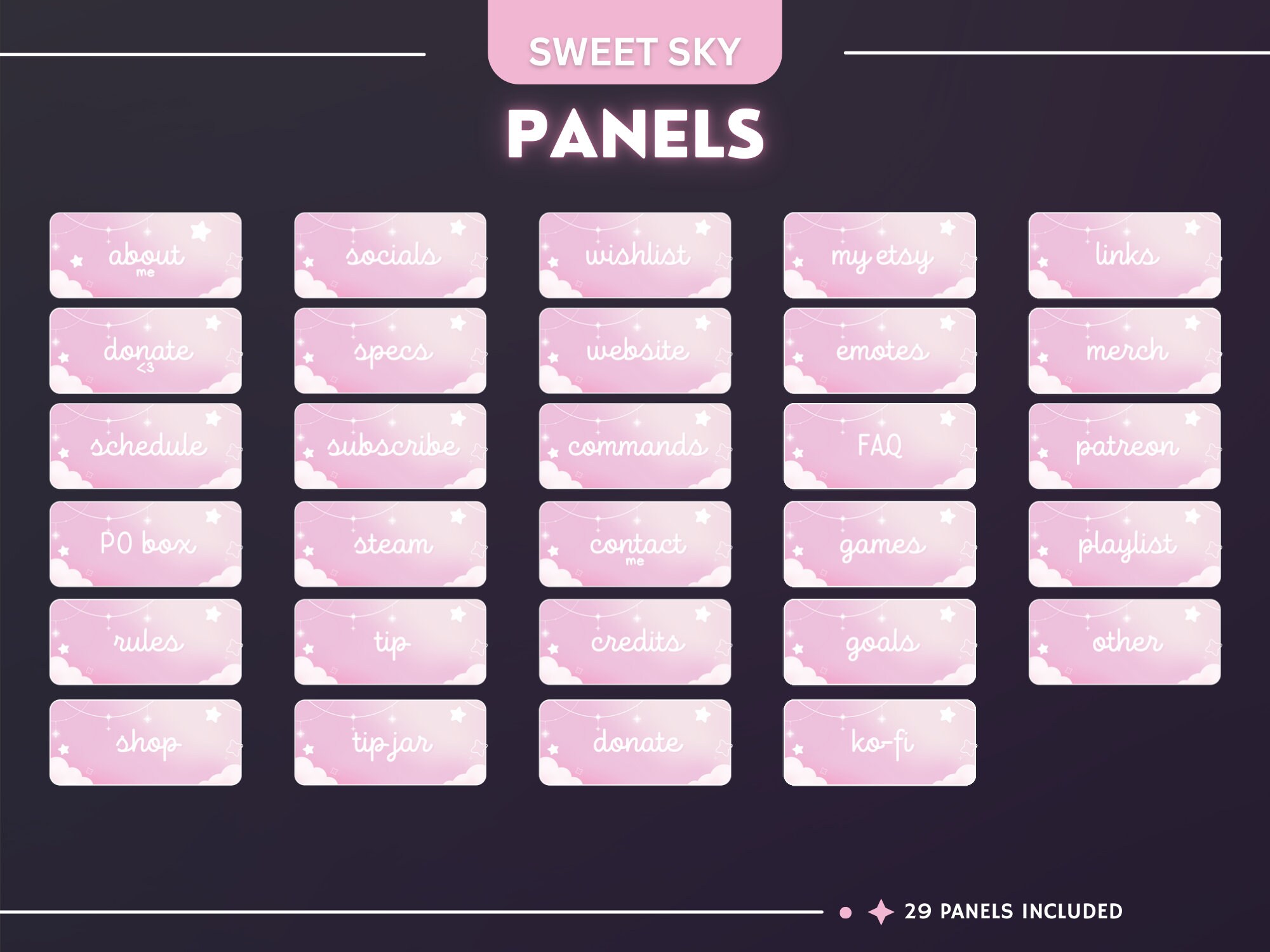 SWEET SKY Vtuber Animated Stream Pack Minimal Pink Starry - Etsy